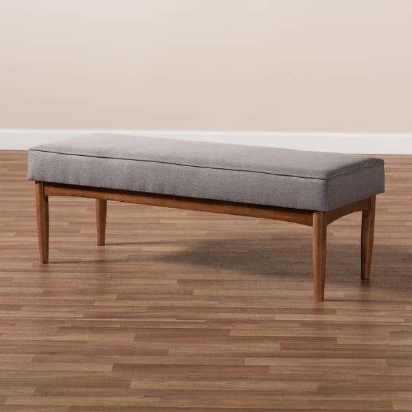 Mid-Century Gray Fabric Dining Bench - Bed Bath & Beyond - 27890070