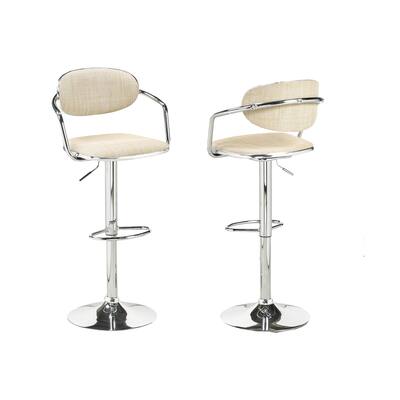 Adjustable Bar Stool with Swivel, Set of 2, Beige - Overstock - 27902913