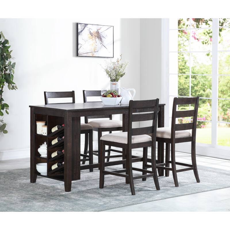 Elliott 5-Piece Pub Set with Side Storage, Espresso - Overstock - 27903057