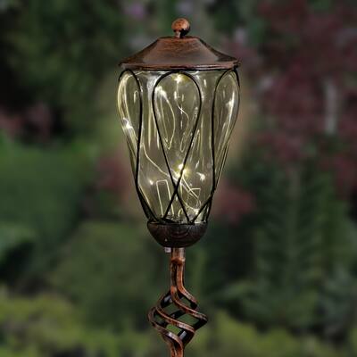 Solar Metal Wire and Glass Garden Stake Loops Clear - Overstock - 27913158