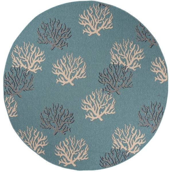 Cay Transitional Design Blue/Beige Indoor/Outdoor Area Rug - 5'3 x 7'7 ...