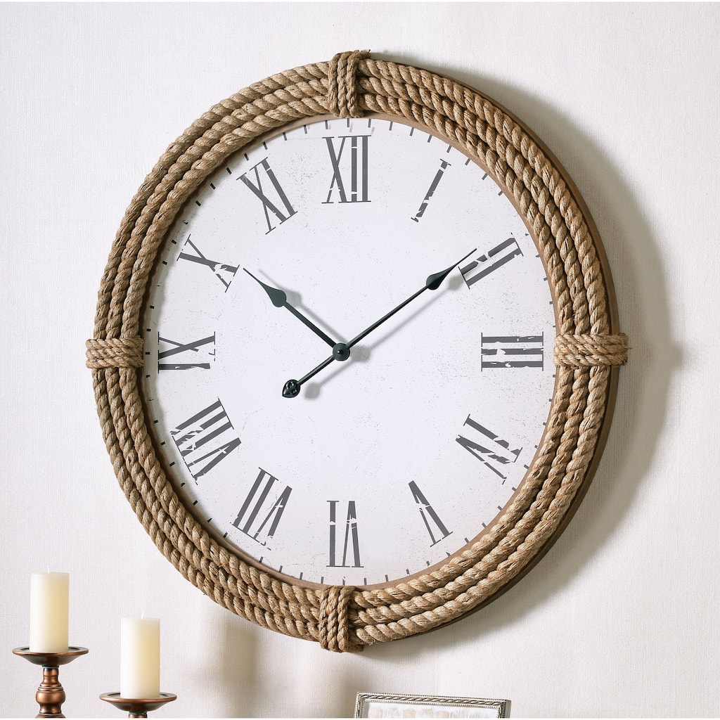 Lash Natural Rope Wall Clock - 30" Dia. - Overstock - 27982565