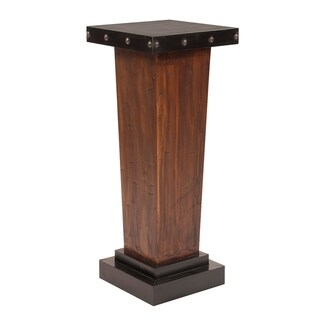 Tapered Rustic Wood Pedestal with Iron Accents - Bed Bath & Beyond ...