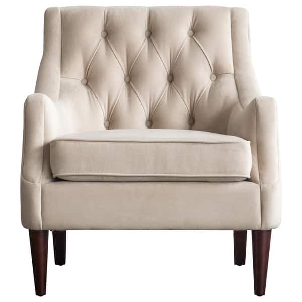 Copper Grove Alsfeld Beige Velvet Tufted Accent Chair - Bed Bath ...