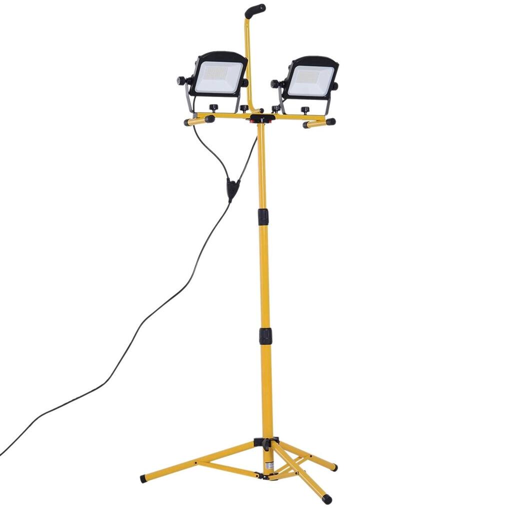 HomCom 10000 Lumen Dual Head Weather Resistant LED Work Lights with ...