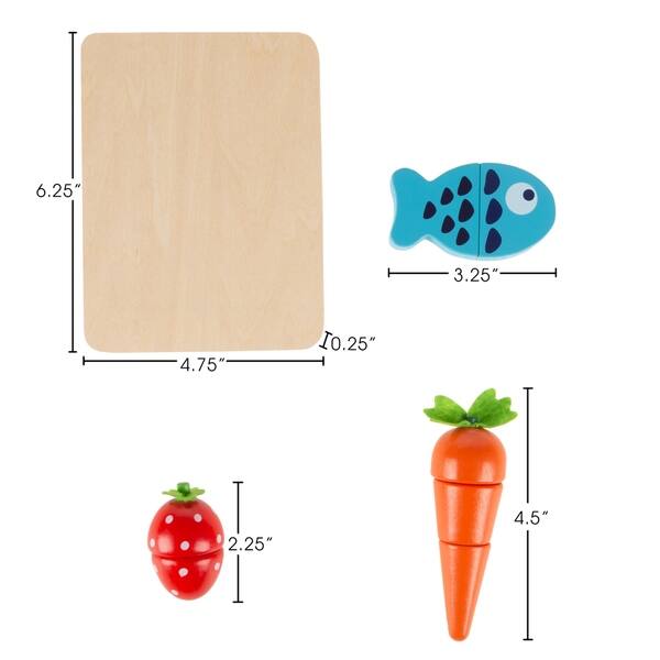 Pretend Play Food Set-Wooden Magnetic Fruits, Vegetables, Bread, Pizza ...