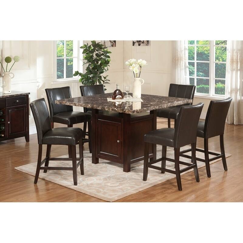 Enspijk 7 Pieces Counter Height Square Dining Set in Brown Finish ...