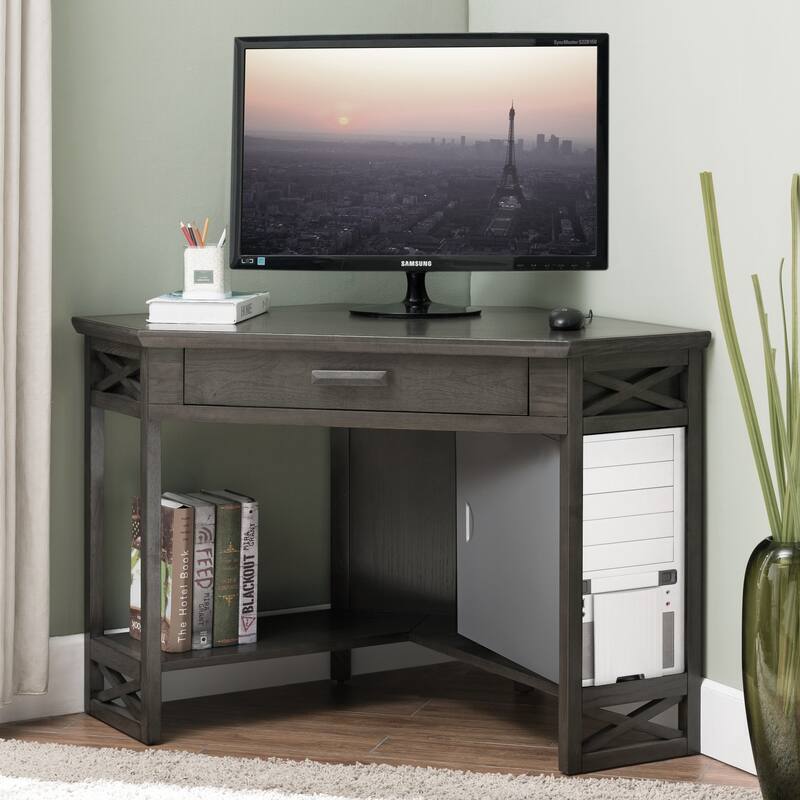 Smoke Gray Oak Corner Computer/ Writing Desk - Overstock - 28002294
