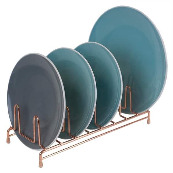 8 Slot Copper Coated Steel Free-Standing Plate Rack with Non-Skid Feet ...