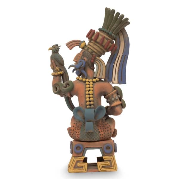 Handmade Aztec Warrior And Quetzal Ceramic Sculpture (Mexico) - Bed ...