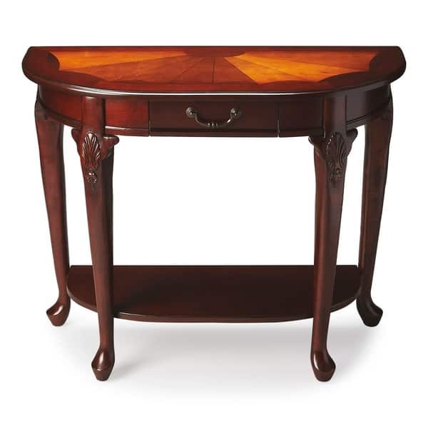 Traditional Demilune Solid Wood Console Table in Plantation Cherry ...