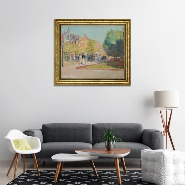 Marlborough Street Boston by Childe Hassam Oil Painting Gold Frame 29 x ...