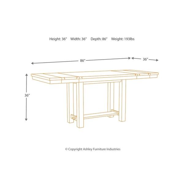 Moriville Counter Height Extension Table - Grayish Brown - 36" W x 86 ...