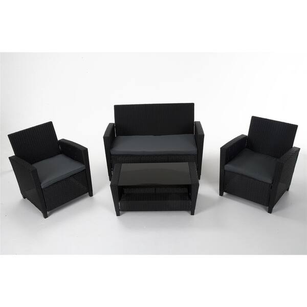 COSCO Outdoor 4 Piece Malmo Resin Wicker Patio Deep Seating ...
