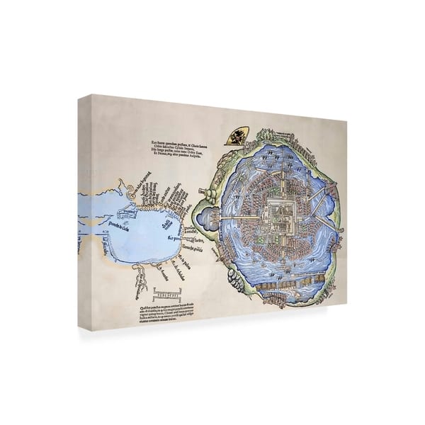 Spanish School 'Representation of the Aztec capital Tenochtitlan ...