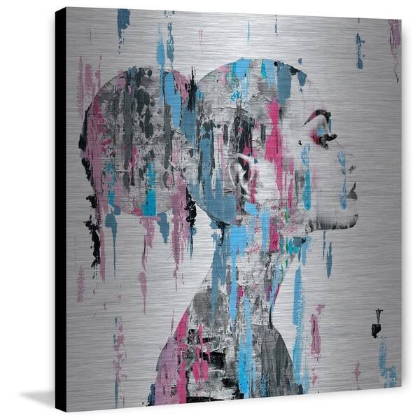 'Pink Blue Face Smudges' Painting Print on Brushed Aluminum - Bed Bath ...