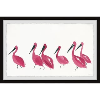 'Bright Pink Flamingos' Framed Painting Print - Multi-color - Bed Bath ...