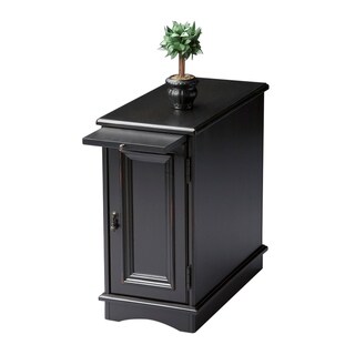 Transitional Wooden Rectangular Chairside Chest in Black Licorice ...