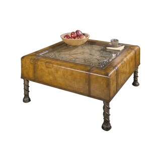 Traditional Heritage Square Clock Cocktail Table with Beveled Glass Top ...