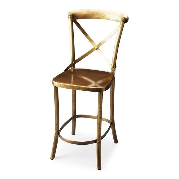 Transitional Industrial Chic Antique Gold Iron Bar Stool - Bed Bath ...