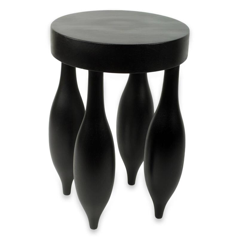 Handmade Black Balloon Cedar stool (Ghana) - Overstock - 28067323