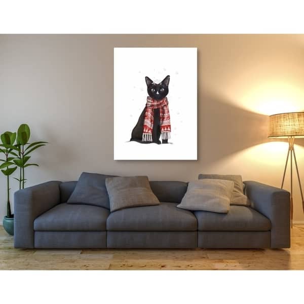 Epic Graffiti 'Black Cat, Red Scarf' by Fab Funky Giclee Canvas Wall ...