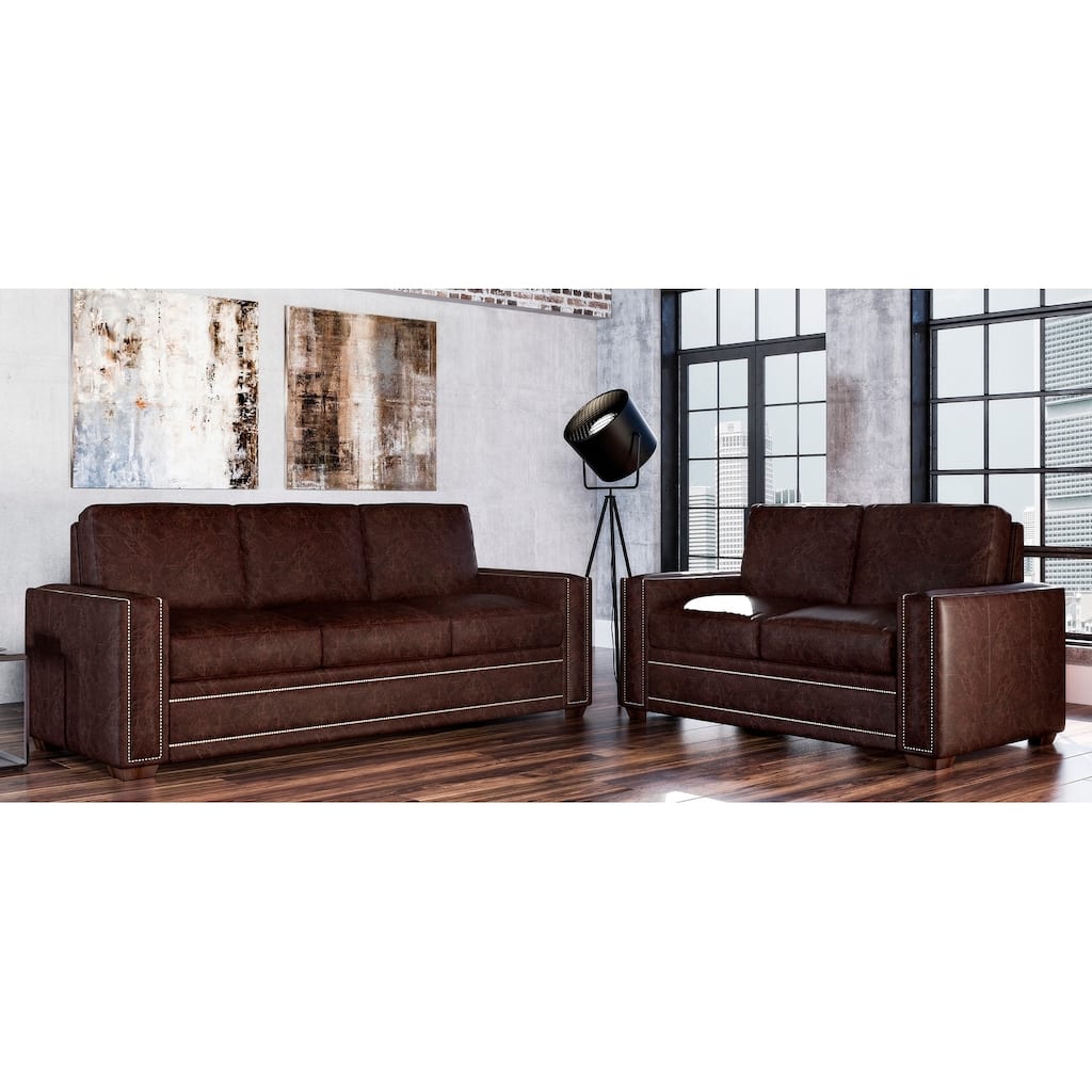 Made To Order Evelyn 100 Top Grain Leather Sofa And Loveseat Set