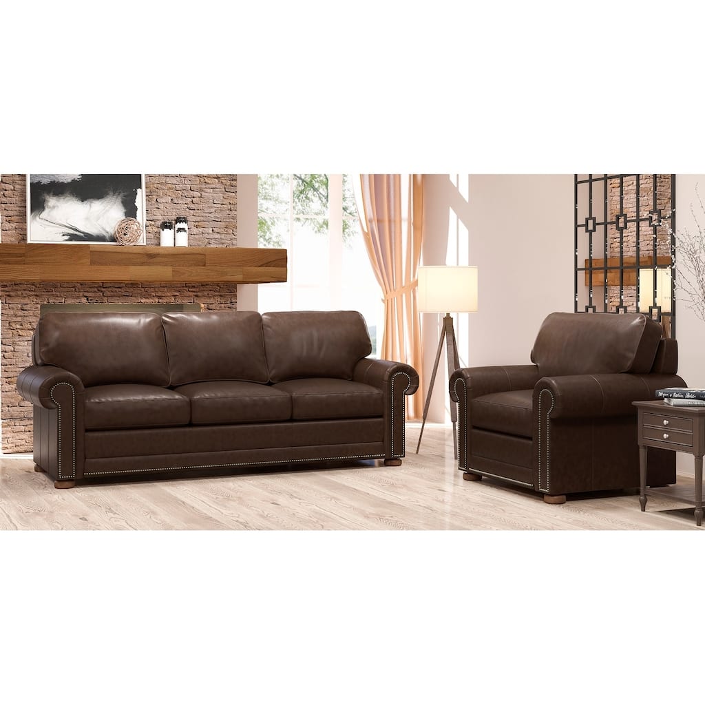Made To Order Mondial 100 Top Grain Leather Sofa And Chair Set