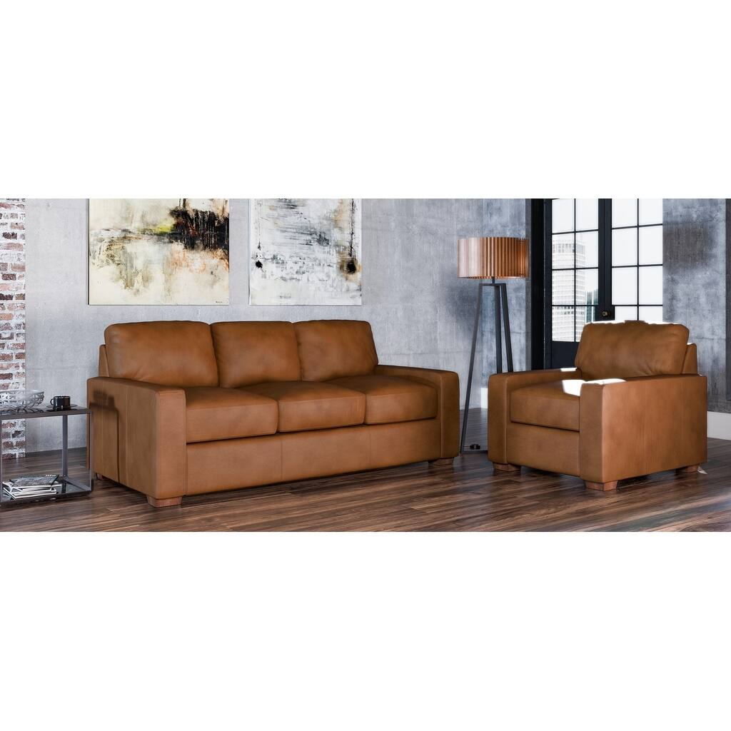Made To Order Maxim 100 Top Grain Leather Sofa And Chair Set