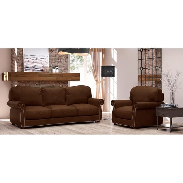 Made to Order Roxton 100% Top Grain Leather Sofa and Chair Set - Bed ...