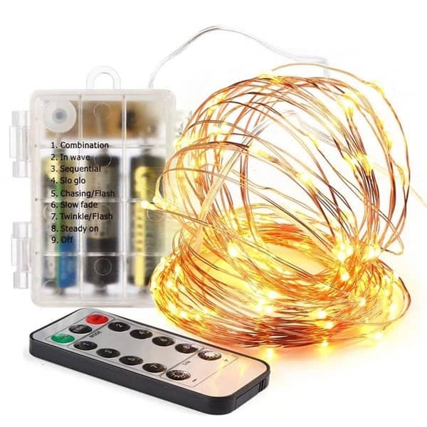 100 LED String Lights 33ft USB Plug in 8 Modes Copper Wire Lights ...