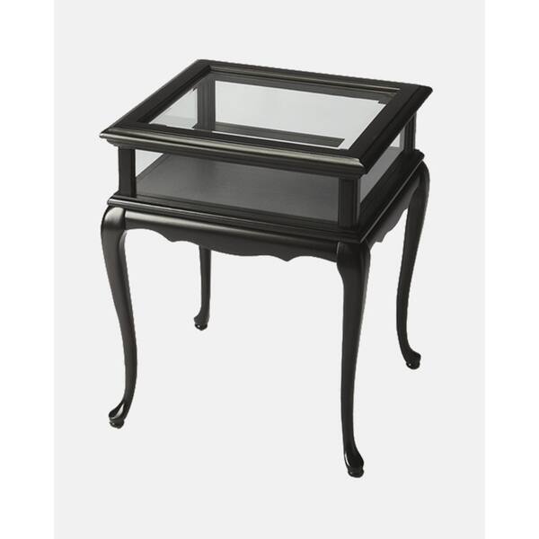 Traditional Rectangular Wooden Curio Table in Black Licorice Finish ...