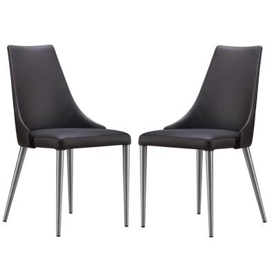 Leather Upholstered Chairs with Tapered Steel Leg Support, Gray and ...