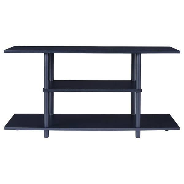 Wooden TV Stand With Tubular Plastic Legs and Two Shelves, Black - Bed ...