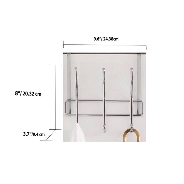 Chrome Plated Steel Over the Door 3-Hook Hanging Rack - Bed Bath ...