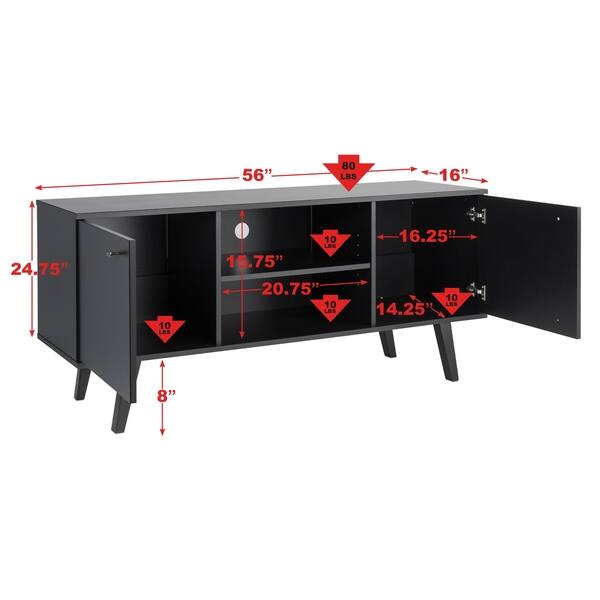 Milo Mid Century Modern 56-Inch TV Console - 56" W x 25" H x 16" D ...