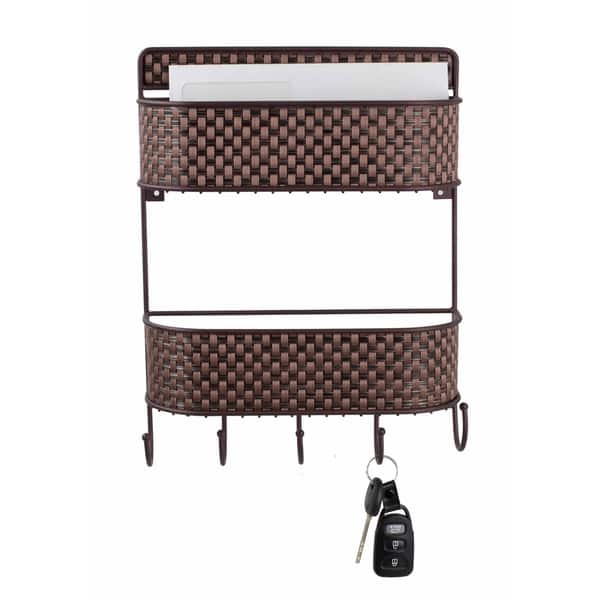 Wall Mount Basket Weave 2 Tier Letter Rack Organizer, Bronze - Bed Bath ...