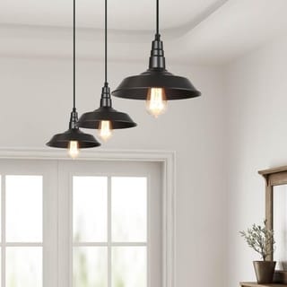 Eskid 1-Light Black Barn Pendant Lighting for Kitchen Island - D10.25 ...