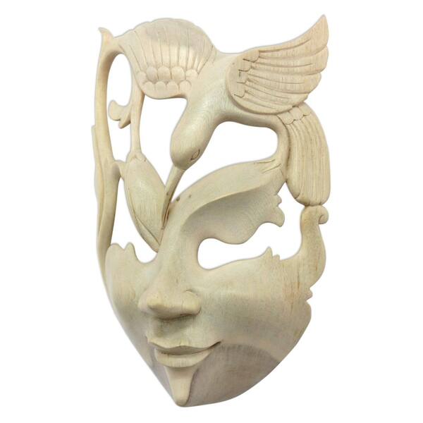 Handmade Lotus and Hummingbird Wood mask (Indonesia) - Bed Bath ...