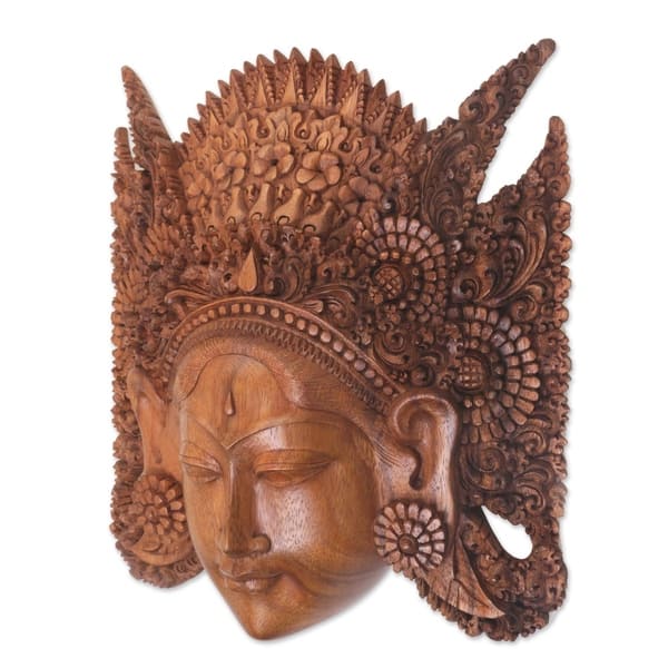 Handmade Beautiful Sita Wood mask (Indonesia) - Bed Bath & Beyond ...