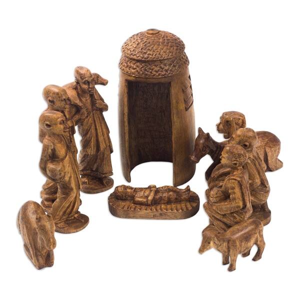 Handmade Divine Birth in Africa Mahogany nativity scene (Ghana) - Bed ...