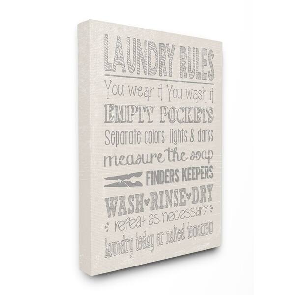 Stupell Textured 'Laundry Rules Wash Rinse Dry' Typography Canvas Wall ...
