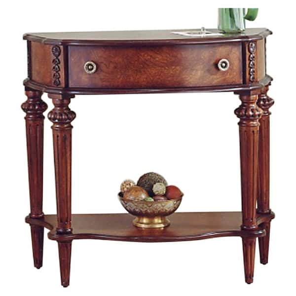 Offex Traditional Crafted Demilune Solid Wood Console Table in ...