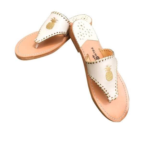 Palm Beach Tropical Handcrafted Monogram Leather Sandals Size 8 in ...