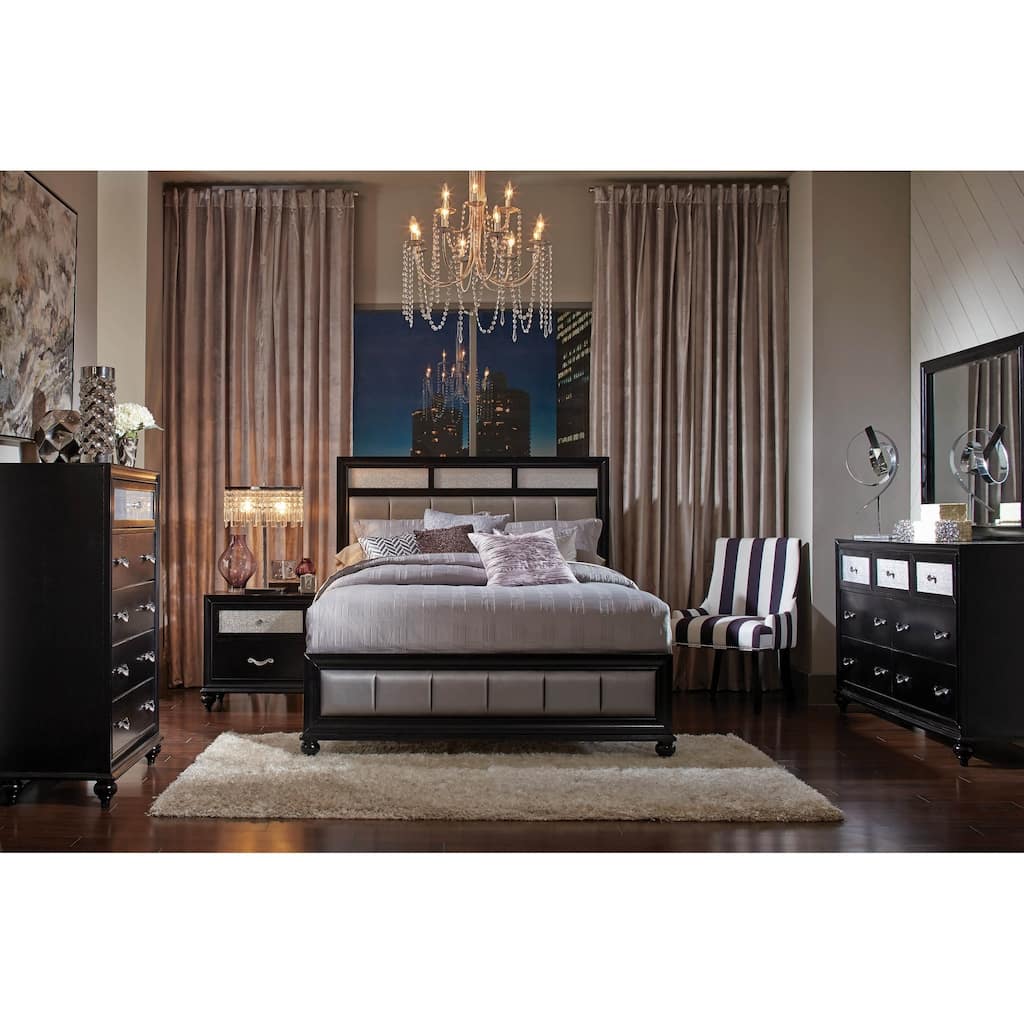 Sinatra Grey and Black 6-piece Panel Bedroom Set - Overstock - 28181678