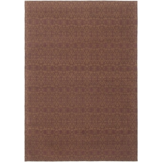 Handmade Collage Brown, Burgundy Chenille Rug - 4'7" x 6'8"/4'7 x 6'8 ...