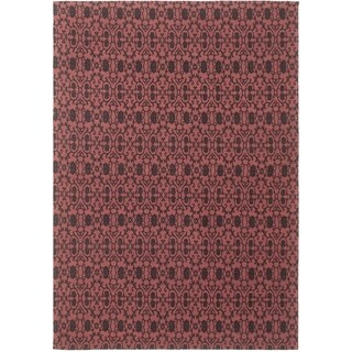 Handmade Collage Black, Burgundy Chenille Rug - 4'9" x 6'9"/4'9 x 6'9 ...