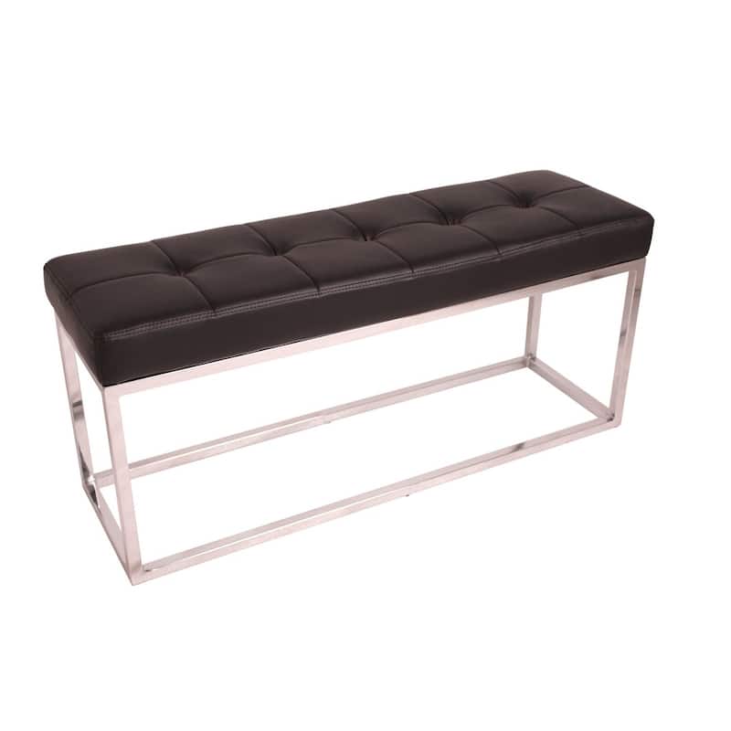 Narrow Modern Leather Bench - Overstock - 28228355