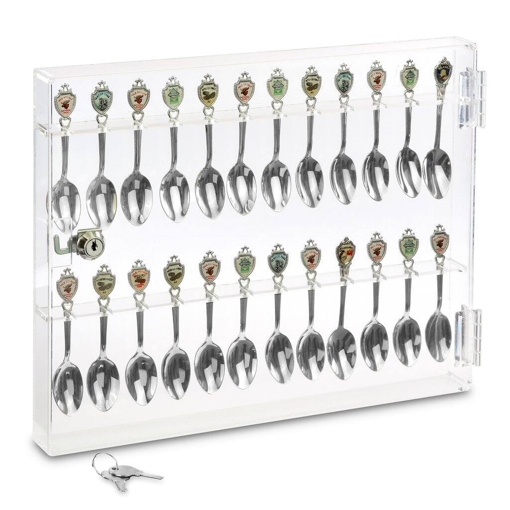 Acrylic Souvenir Spoon Display Case Wall Mountable w/ Lock & Key ...