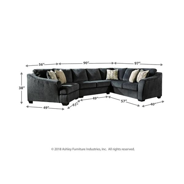 Eltmann 3-Piece Sectional with Left Arm Facing Cuddler - Slate - Bed ...